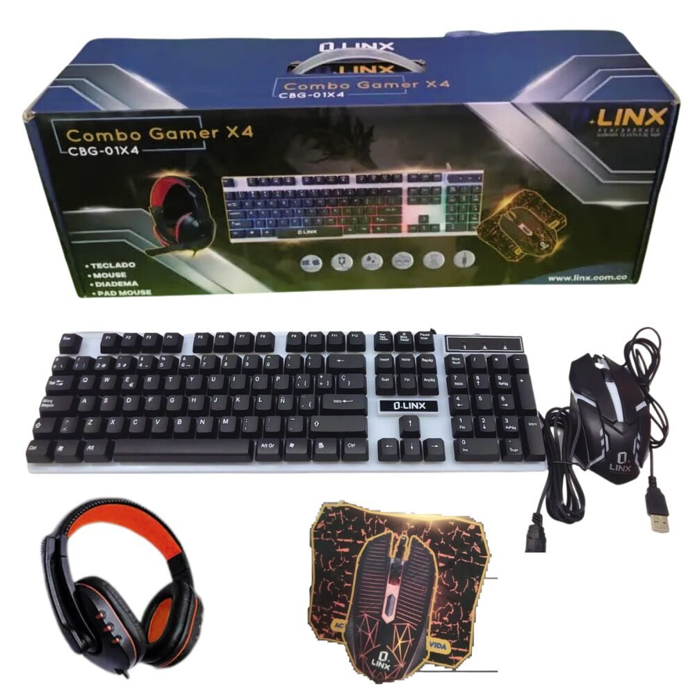 Kit Combo Gamer Teclado + Mouse + Mousepad + Diadema Linx Cbg-01x4 ...
