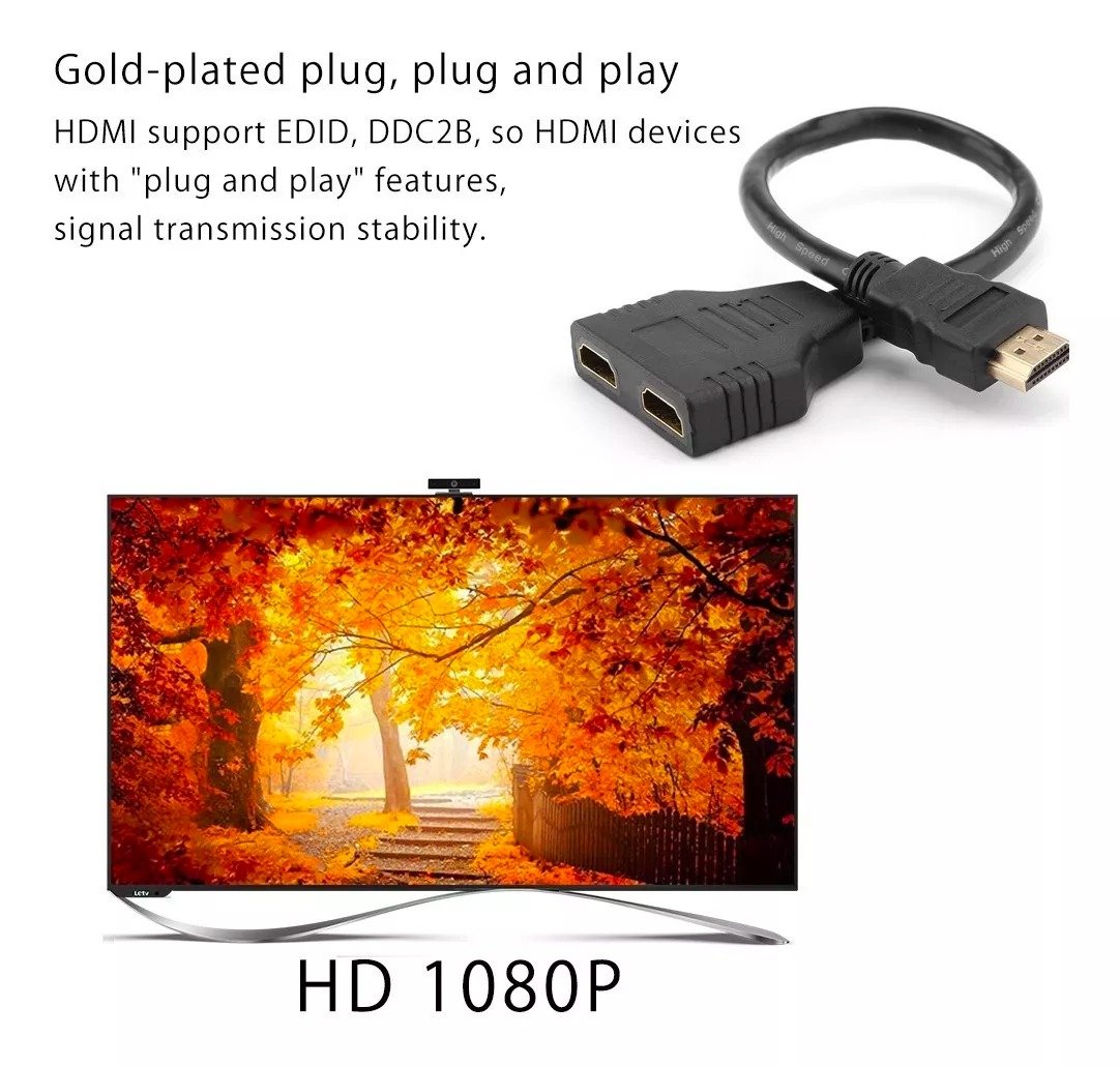 Cable Adaptador Y Hdmi Duplicador De Pantalla X2 Hdmi | Los Novedosos