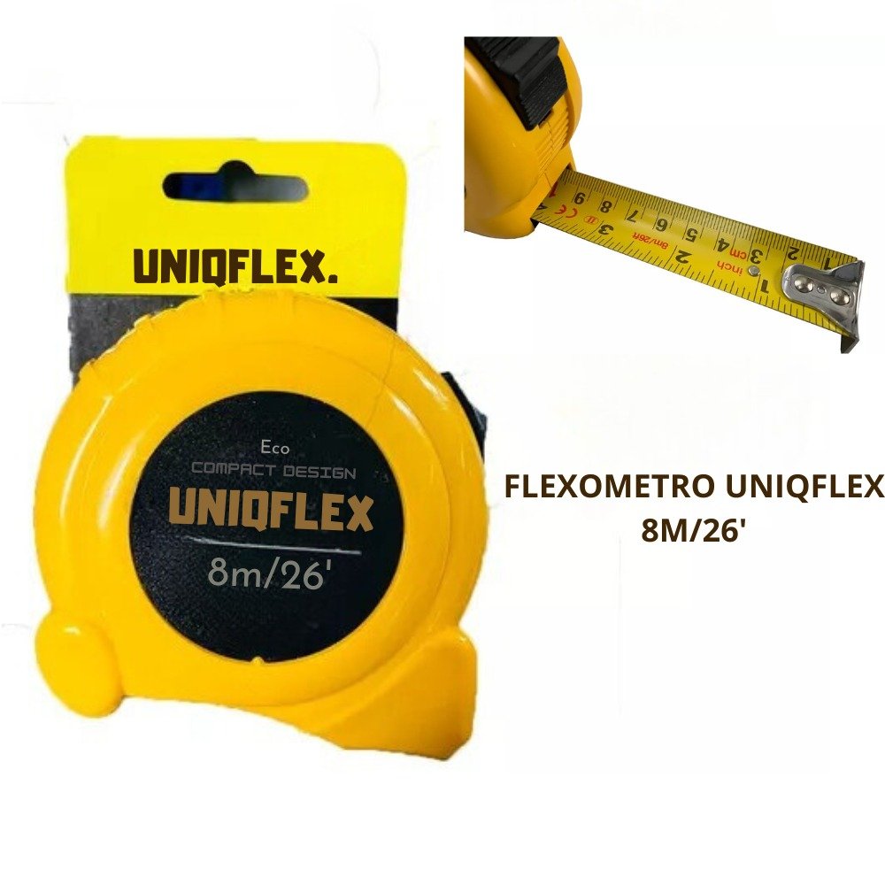 Cinta Metrica Metro Flexometro 8 Metros/26' Uniqflex | Los Novedosos