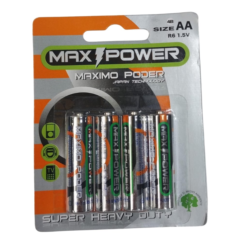 Pilas Aa Max Power Carbono X 4 Unidades 1.5 V | Los Novedosos