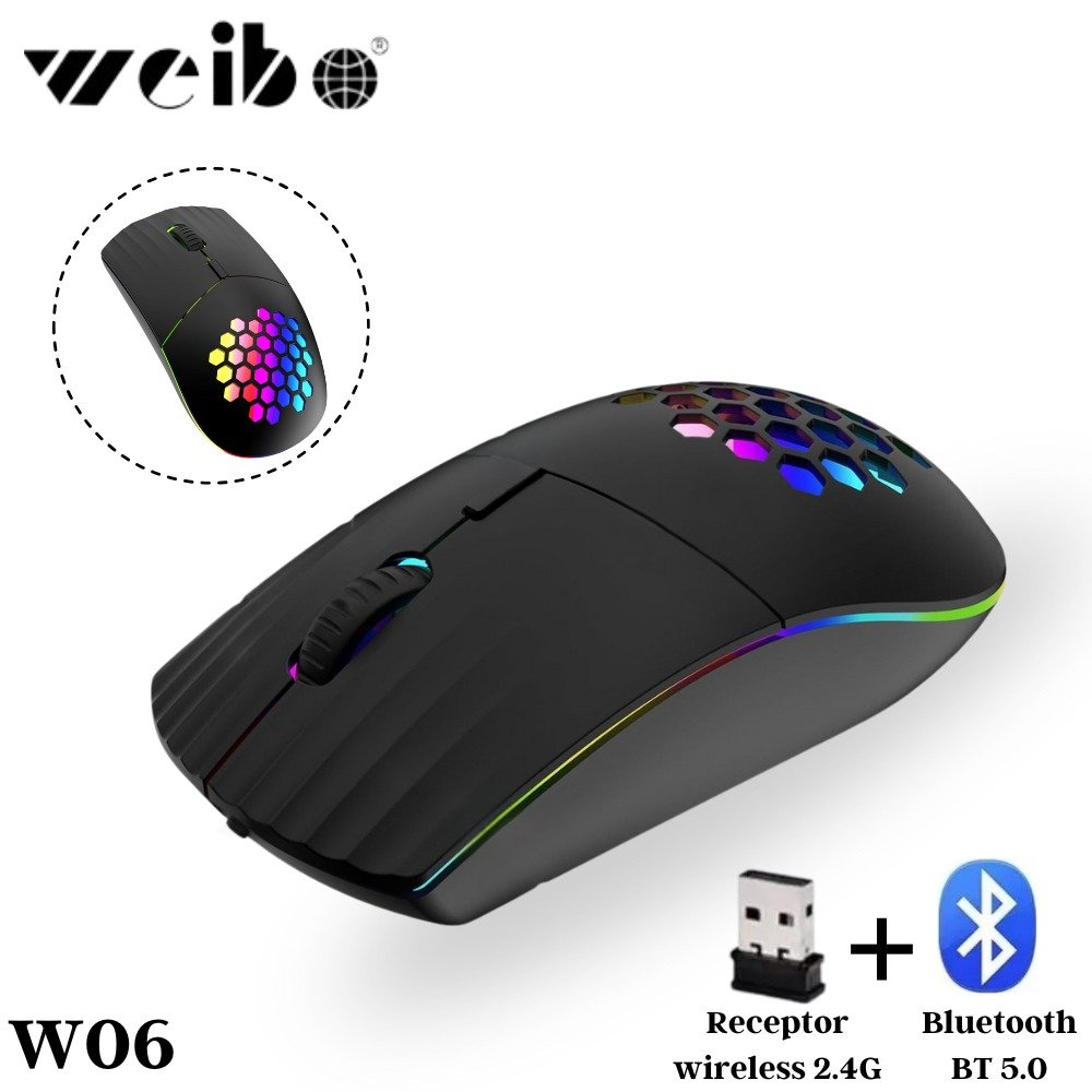 Mouse Inalambrico 2 En 1 Bluetooth Y Receptor Recargable W06 Weibo ...