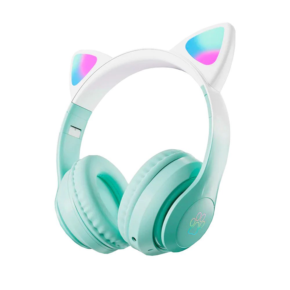 Audífonos Diadema Bluetooth Orejas De Gato Cat STN 28 PRO Verde | Los Novedosos
