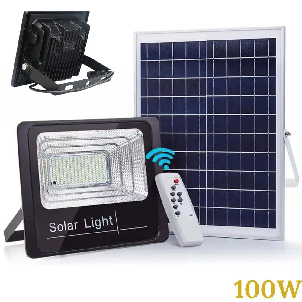 Lampara Solar Reflector Con Panel Solar Para Exterior 100W | Los Novedosos