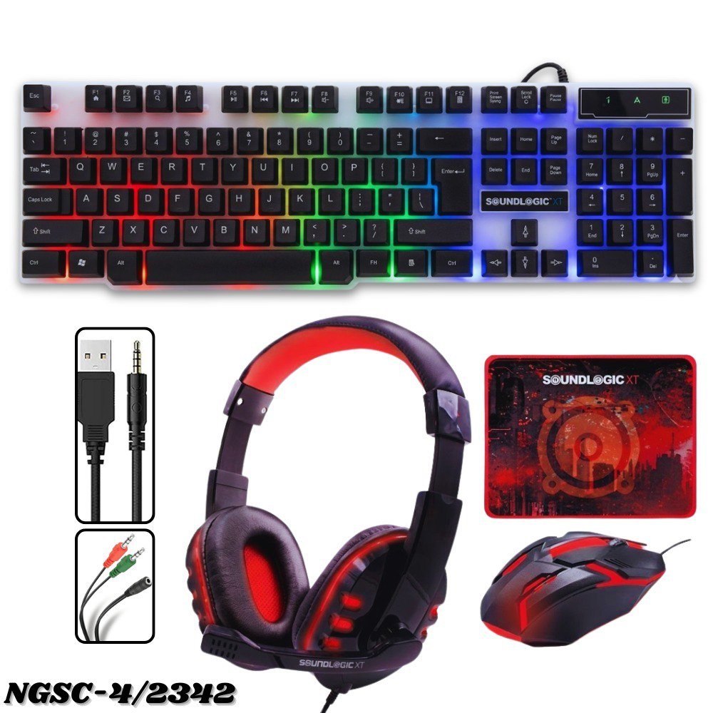 Combo Gamer Teclado Mouse Mousepad Diadema Soundlogic Kit Gamer 4 En 1 ...